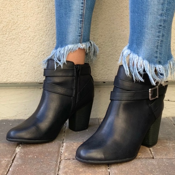 Macy's | Shoes | Nib Black Chic Crisscrossed Ankle Strap Booties | Poshmark